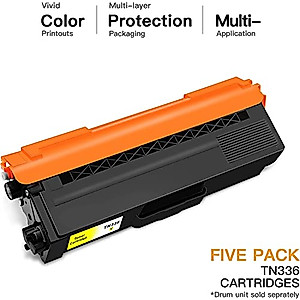 E-Z Ink (TM) Compatible Toner Cartridge Replacement for Brother TN336 TN-336 TN331 Compatible with HL-L8350CDW MFC-L8850CDW MFC-L8600CDW HL-L8350CDWT HL-L8250CDN (Black Cyan Magenta Yellow, 5 Pack)