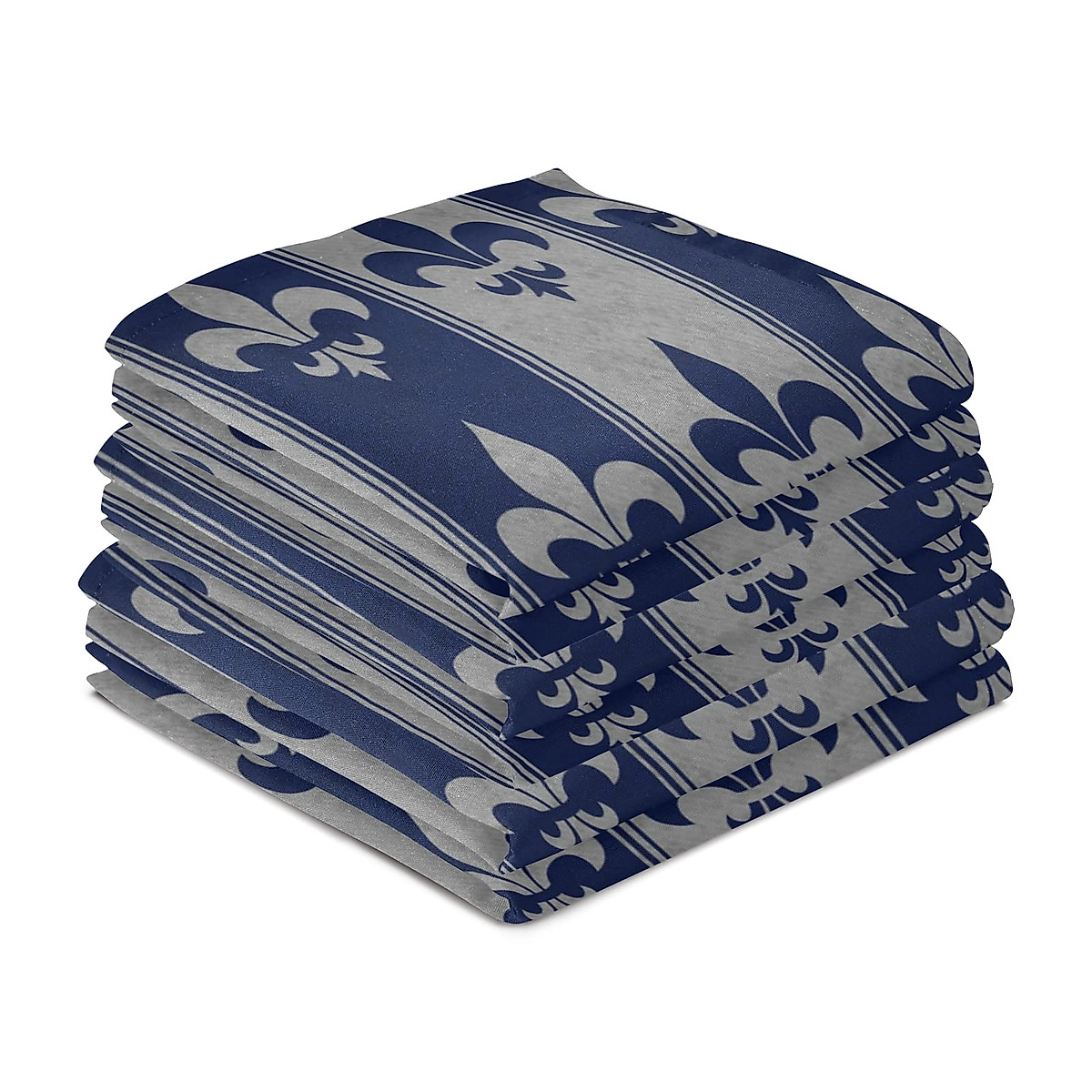 ALAZA Navy Blue and Gray Fleur De Lis Kitchen Towels Absorbent Dish Towels Soft Wash Clothes for Drying Dishes Cleaning Towels for Home Decorations Set of 6, 28 X 18 Inch