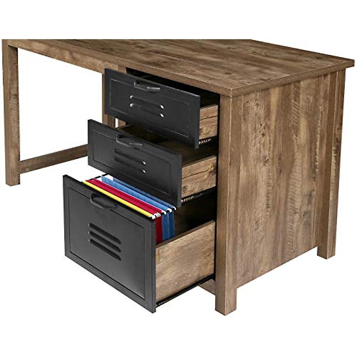 OneSpace Norwood Range 3-Drawer Locker Writing Desk, Oak