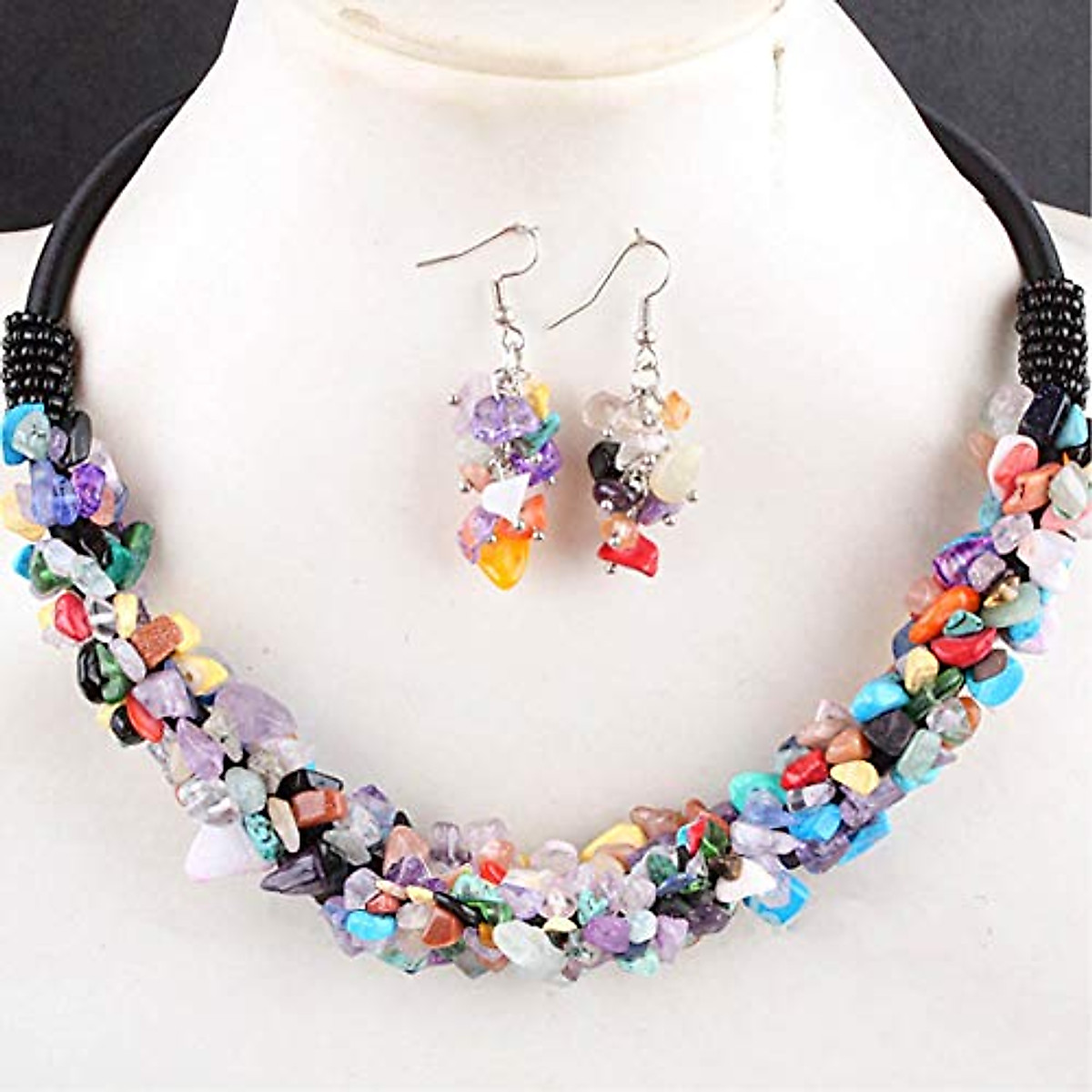 500pcs Natural Chip Stone Beads Multicolor 5mm to 8mm Irregular Gemstone Healing Crystal Loose Rocks Bead Hole Drilled DIY for Bracelet Necklace Earrings Jewelry Making Craft