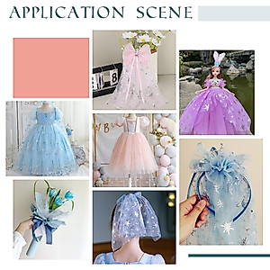 GORGECRAFT Christmas Snowflake Shiny Sheer Fabric 67 Inch Wide Sky Blue Silver Foil Organza Mesh Ribbon Fabric Silky Tulle Tablecloth Net Gauze for Birthday Wedding Party Gift DIY Craft 3 Yards