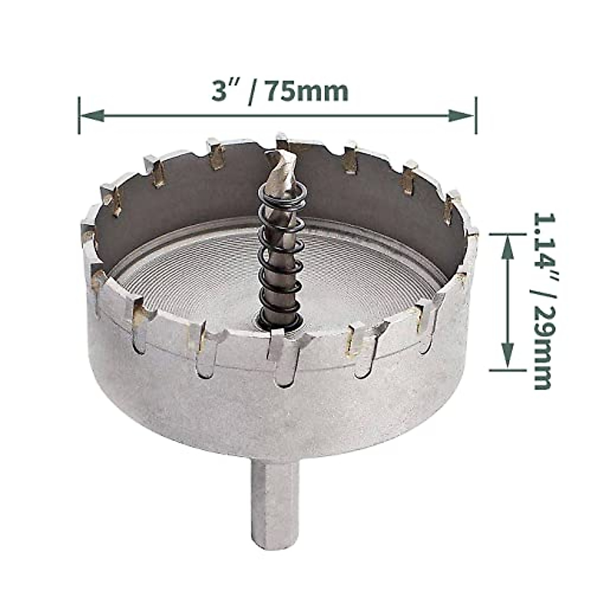 LDEXIN 3" / 75mm Cutting Dia. Tungsten Carbide Hole Saw Heavy Duty Thick Metal Sheet Wood Steel Cutter Drill Bits