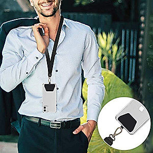 COCASES 4 Pack Phone Tether Tab, Phone Strap Replacement Part for Cell Phone, Safety Lanyard Patch (Black x4)