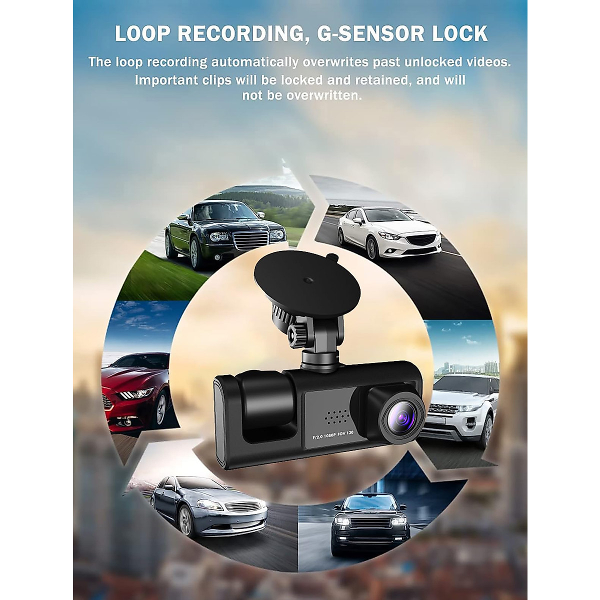 Dash Camera for Cars, 3 Channel 4K Dash Cam Front and Rear Inside,1080P Full HD 170 Deg Wide Angle Dashboard Camera with 64GB Card, IPS Screen,Built in IR Night Vision,G-Sensor,Loop Recording