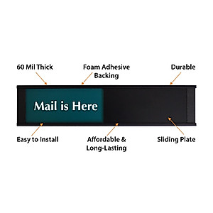 SmartSign Mail Is Here/No Mail Slider Sign | 2.25" x 10" Plastic Black
