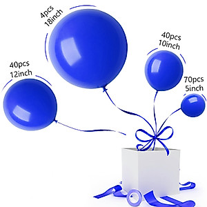 Freechase 154pcs Royal Blue Party Latex Balloons of Different Sizes 18/12/10/5inch Royal Blue Balloons with Royal Blue Ribbon Balloon Chain for Birthday Baby Shower Wedding Balloon Arch Kit Decoration