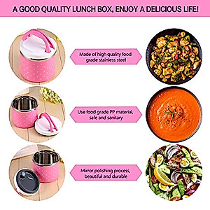 Insulated Lunch Box, 600ml Thermal Thermos Lunch Box Insulation Hot Food Container, Stainless Steel, Storage Lunch, Container, Canteen, Double Walled, Portable Food Bowl (Pink)