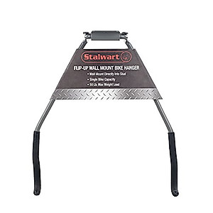 Stalwart Bike Wall Mount Set of 2 - EVA Foam Padded Bicycle Hooks - Flip-Up Garage Bicycle Rack Pair with 50lbs Capacity Each (Pack of 1)