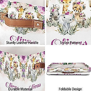 RIRIX Personalized Storage Bin, Custom Storage Baskets for Organizing with Handles, Foldable Storage Box for Closet Cloth Baskes Toy Boho Jungle Animals