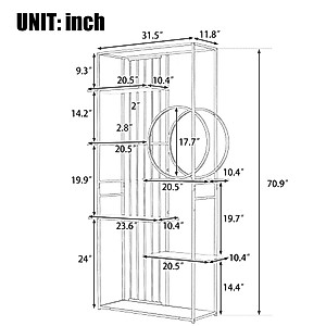 Yoglad 6 Tier Open Bookshelf, 70.9Inch Tall Modern Free Standing Bookcase with Black Metal Frame, Book Shelves Open Display Shelf Organizer for Living Room Bedroom Office Home