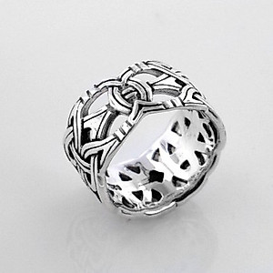 Viking Braided Wedding Band Borre Knot Norse Celtic 10mm Sterling Silver Ring Size 9(Sizes 4,5,6,7,8,9,10,11,12,13,14,15)