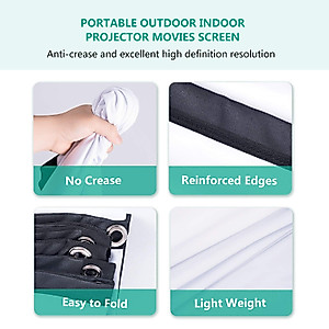 60 Inch 16:9 HD Projector Screen Nell Zimi Portable Foldable Screen Anti-Crease Indoor Outdoor Projector Movies Screen for Home Theater Support Double Sided Projection