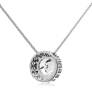 Everyday Elegance 14K Solid White Gold Pendant Necklace | Round Halo Cubic Zirconia Solitaire | 1.25 CTW | 16 Inch .60mm Box Link Chain | With Gift Box