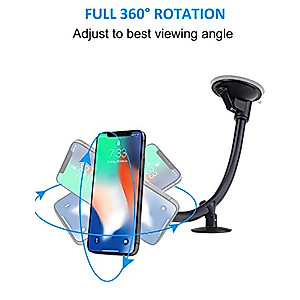 EXSHOW Car Phone Holder, Magnetic Windscreen Car Mount, Flexible Long Arm Windshield Suction Phone Cradle with Dashboard Base for iPhone xr xs x 8 Plus Huawei Mate 10 9 Honor Samsung S10 S9+ Note etc