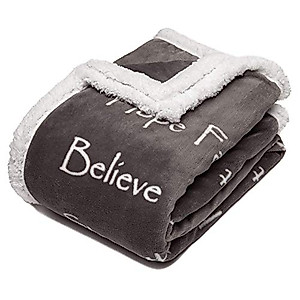 Chanasya Love and Joy Inspiring Gift Throw Blanket - Cozy, Warm and Fluffy Sherpa - Perfect Caring, Uplifting, Thoughtful, Personalized Gift for Blessings, Peace and Prayer (65x50 inches) Gray