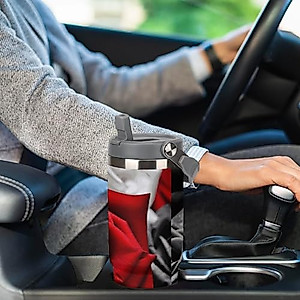 30oz Stainless Steel Insulated Tumbler with Flip Lid & Straw, Leakproof Travel Mug for Car, Black White And Red Roses Double Wall Vacuum Thermal Coffee Cup with Handle, Spill-Proof Design for Hot/Cold