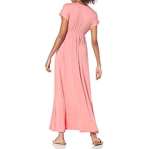 Amazon Essentials Women's Waisted Maxi Dress (Available in Plus Size), Peach, X-Large