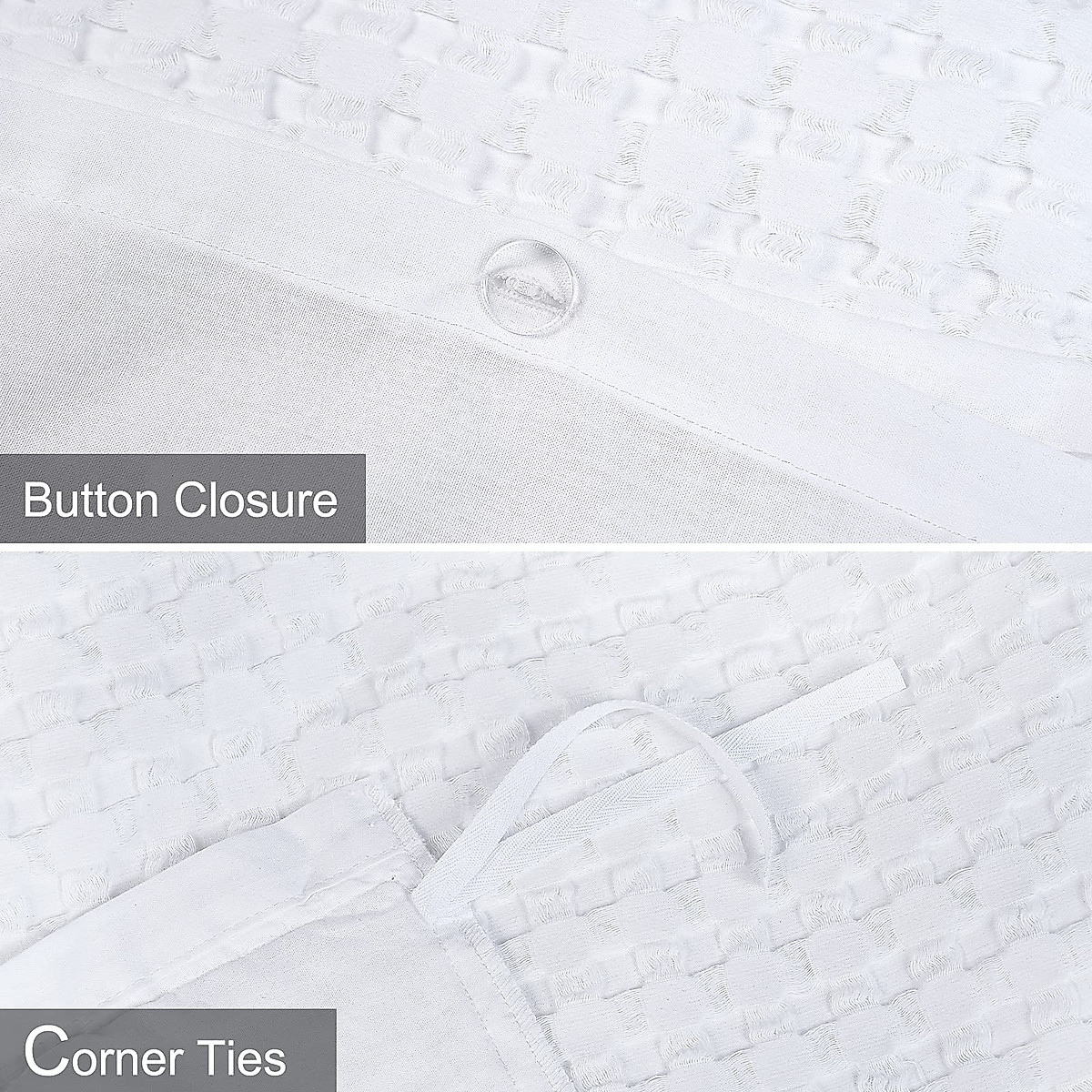 David's Home 100% Cotton Duvet Cover Set Twin Size, Waffle Weave Duvet Cover with Pillow Shams, 2pcs Ultra Soft and Breathable Comforter Cover Set, 68x90 Inches, White