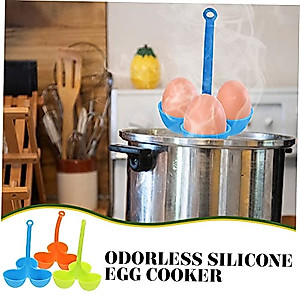 Unomor 3 Pcs Egg Boiling Gadget Hard Boiled Egg Maker Steamed Egg Cup Egg Cooker Cup Oven Egg Cooker Kitchen Utensil for Egg Boiling Microwave Egg Poacher Poached Egg Maker Orange