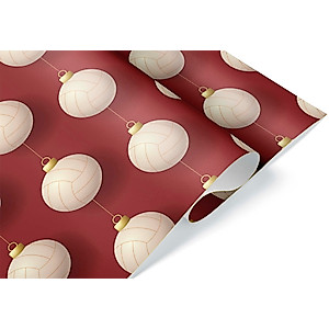 Cute Volleyball Gift Wrap Thick Wrapping Paper V-ball Christmas Ornament Holiday Party Decoration (6 foot x 30 inch roll)