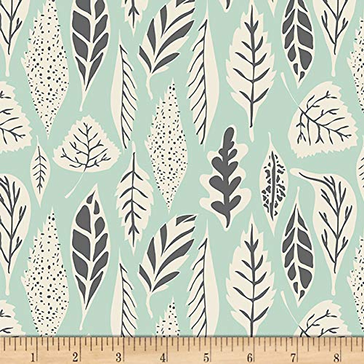 Art Gallery Fabrics Art Gallery Hello Bear Leaflet Eucalyptus Fabric, Light Blue