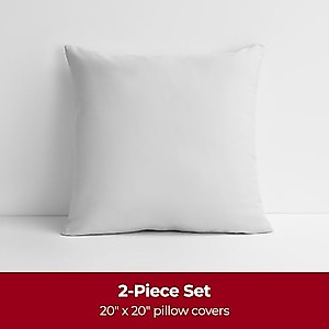 Mellanni Throw Pillow Covers - Pack of 2 Decorative Cover with Hidden Zipper - for Home Decor and Living Room Pillows - Double Brushed Microfiber - Easy Care and Quick Drying (20x20, Light Gray)