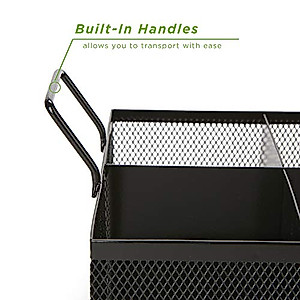 Mind Reader 4-Section Metal Mesh Storage Caddy, Kitchen Utensil Holder, Flatware and Silverware Organizer, Napkin Holder, Black