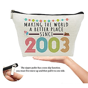 21st Birthday Gifts for Women, Funny 21 Year Old Gift Makeup Bag, 2003 21st Birthday Makeup Bags for Her, Mom, Aunt, Wife, Sister, Coworker, Friend, Making The World a Better Place Since 2003