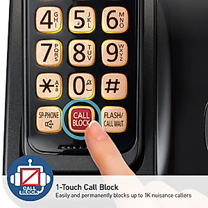 Panasonic Cordless Phone with Advanced Call Block, Bilingual Caller ID and Easy to Read Large High-Contrast Display, Expandable System with 3 Handsets - KX-TGD813B (Black)