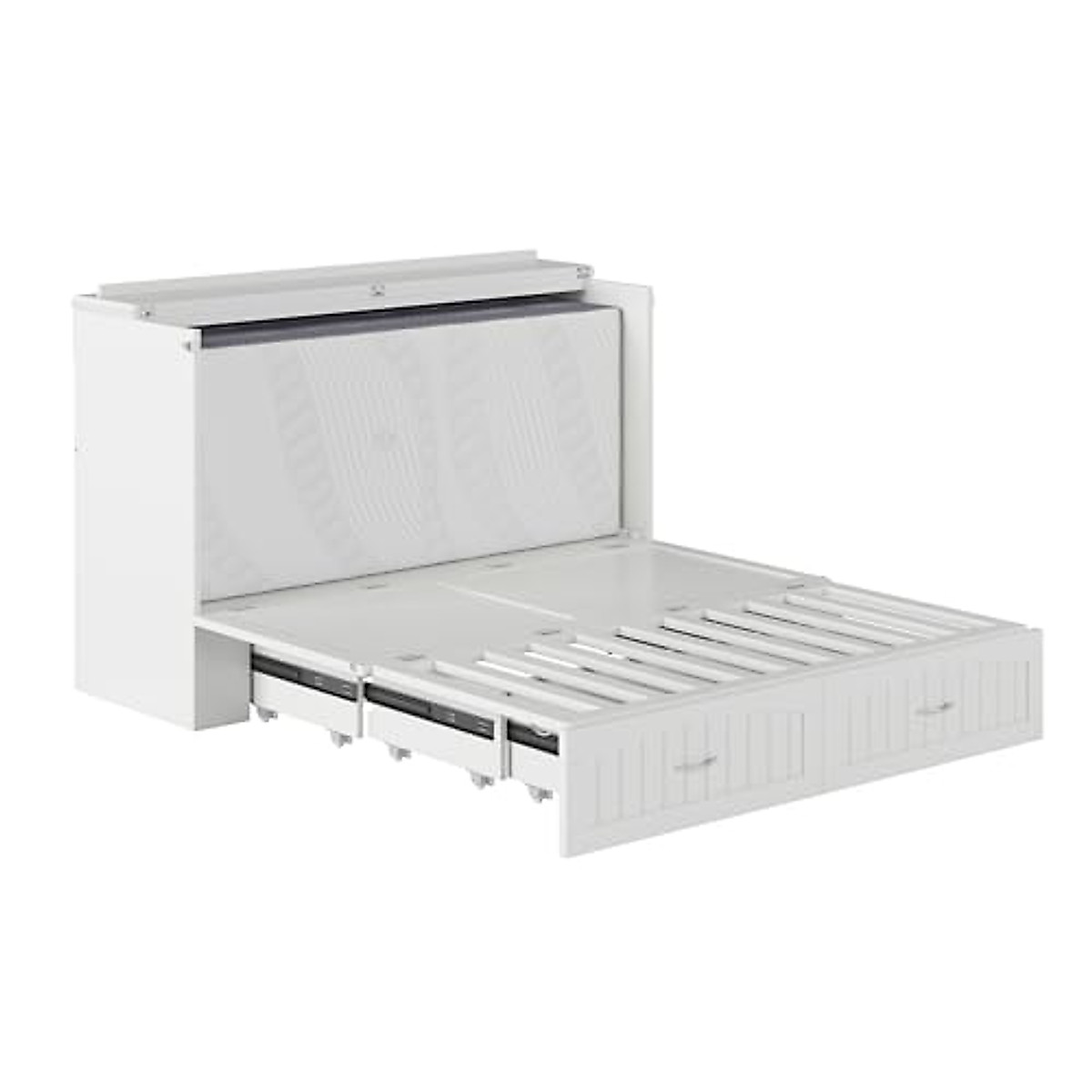 AFI, Aspen Mid-Century Modern Queen Solid Wood Murphy Bed Chest with Mattress in White