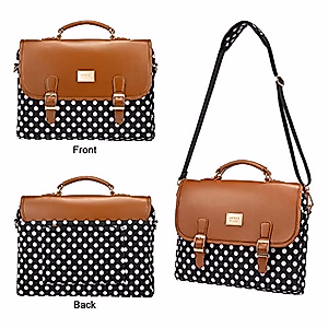 LOVEVOOK Computer Bag Laptop Bag for Women Cute Laptop Messenger Bag for Work College, Polka-Brown, 14-Inch