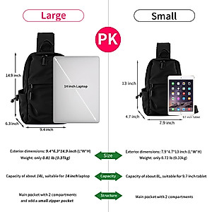 Seoky Rop Men Women Sling Bag Backpack Lightweight Water Resistant Chest Shoulder Crossbody Bags for Walking Travel Cycling Large Black