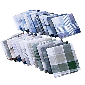 CoCoUSM Assorted Pack of Mens Classic Striped Border Cotton Handkerchiefs White 6PCS