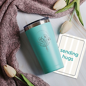 Sodilly Comfort Care Package - Mental Health Care Package - Recovery Support Set with Tumbler - Fuzzy Socks - Card - Get Well Soon - Stainless Steel Tumbler for Best Friend - Mom and Coworker - Hug