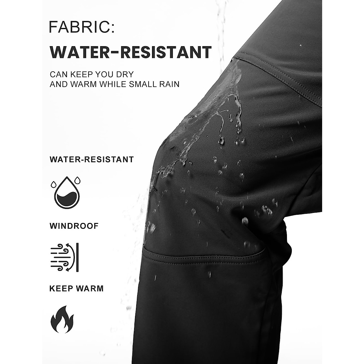 TBMPOY Men's Snow Ski Hiking Pants Waterproof Winter Fleece Lined Pants Camping Skiing Ice Fishing Pants with Belt 01 Thick Black L