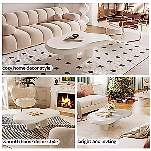 Guyii Cloud Coffee Table, Modern White Coffee Table for Living Room, Cute Irregular Indoor Tea Table with 3 Legs (White, 47.24 Inch)