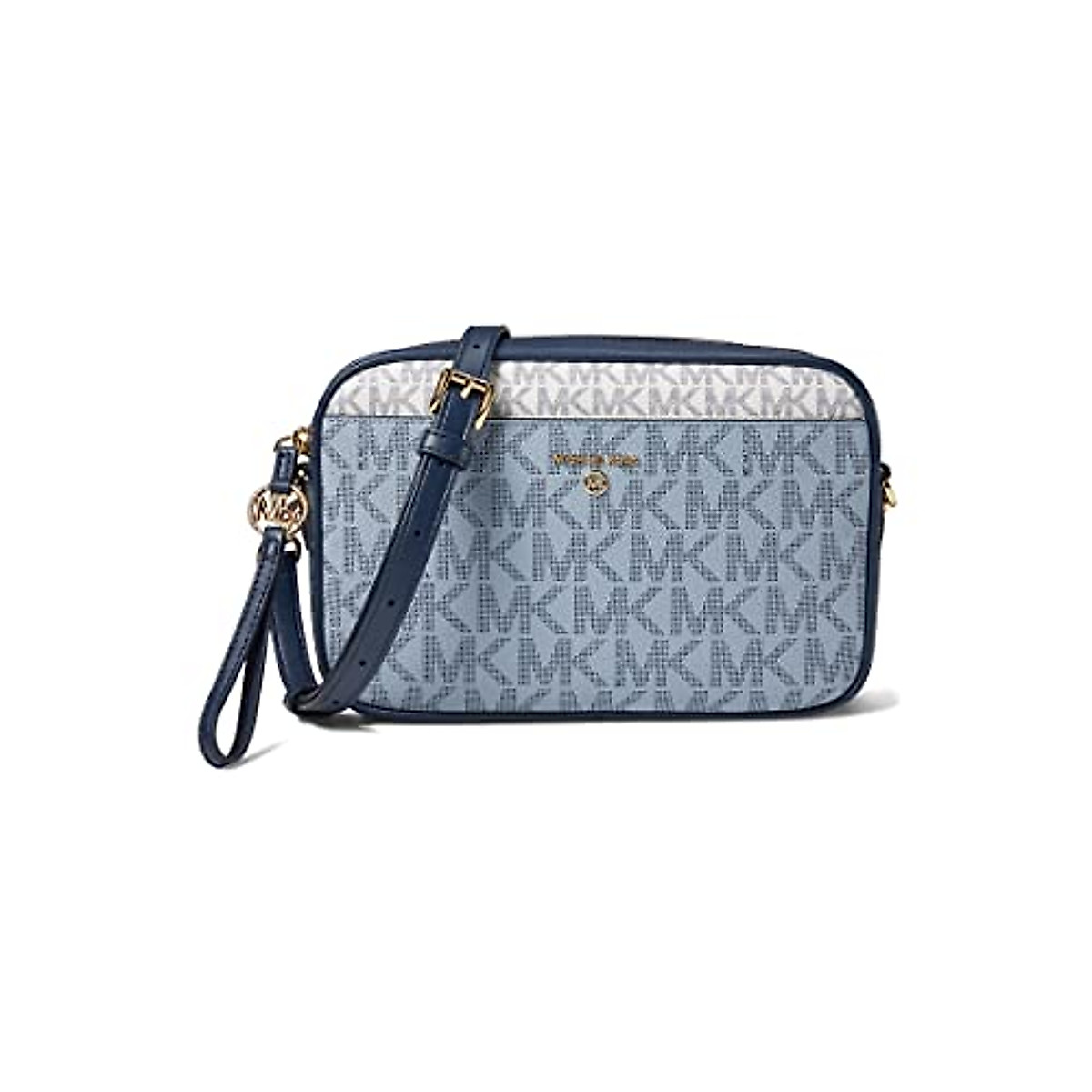 Michael Kors Jet Set Charm Large East/West Camera Crossbody Navy/White/Pale Blue One Size