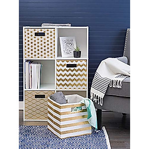 DII Collapsible Polyester Storage Cube, Honeycomb, Gold, Large