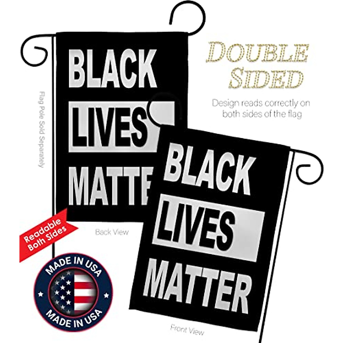 USA Made Black Lives Matter-Civil Rights Double-Sided Lawn Decoration Gift House Garden Yard Banner Revolution Movement Equality Social, Flag 13"x 18.5", Thick Fabric