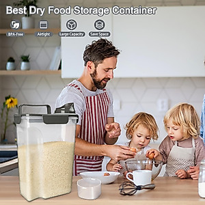 Komzon Rice Storage Container 10lb, Airtight Dry Food Cereal Containers Storage, BPA Free Rice dispenser with Pouring Spout Portable Handle for Flour Pasta Grain and Baking Pet Dog Cat Food Container