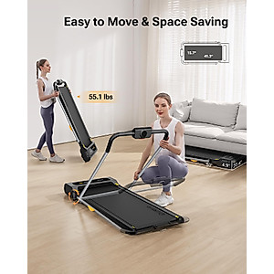 UREVO 2 in 1 Folding Treadmill, Under Desk Treadmill for Home/Office, 2.5HP Walking Pad Treadmill with Remote Control, LED Display, 265lbs Weight Capacity
