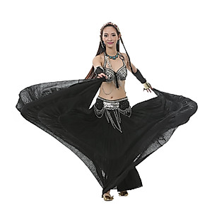 Astage Woman Belly Dance Full Circle Maxi Trible Skirts Linen Bohe Dress Black