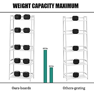 WTZ Bookshelf, White Book Shelf, Ladder Bookcase, 5 Tier Tall Book case for Bedroom, Living Room, Office, MC-508 (White)