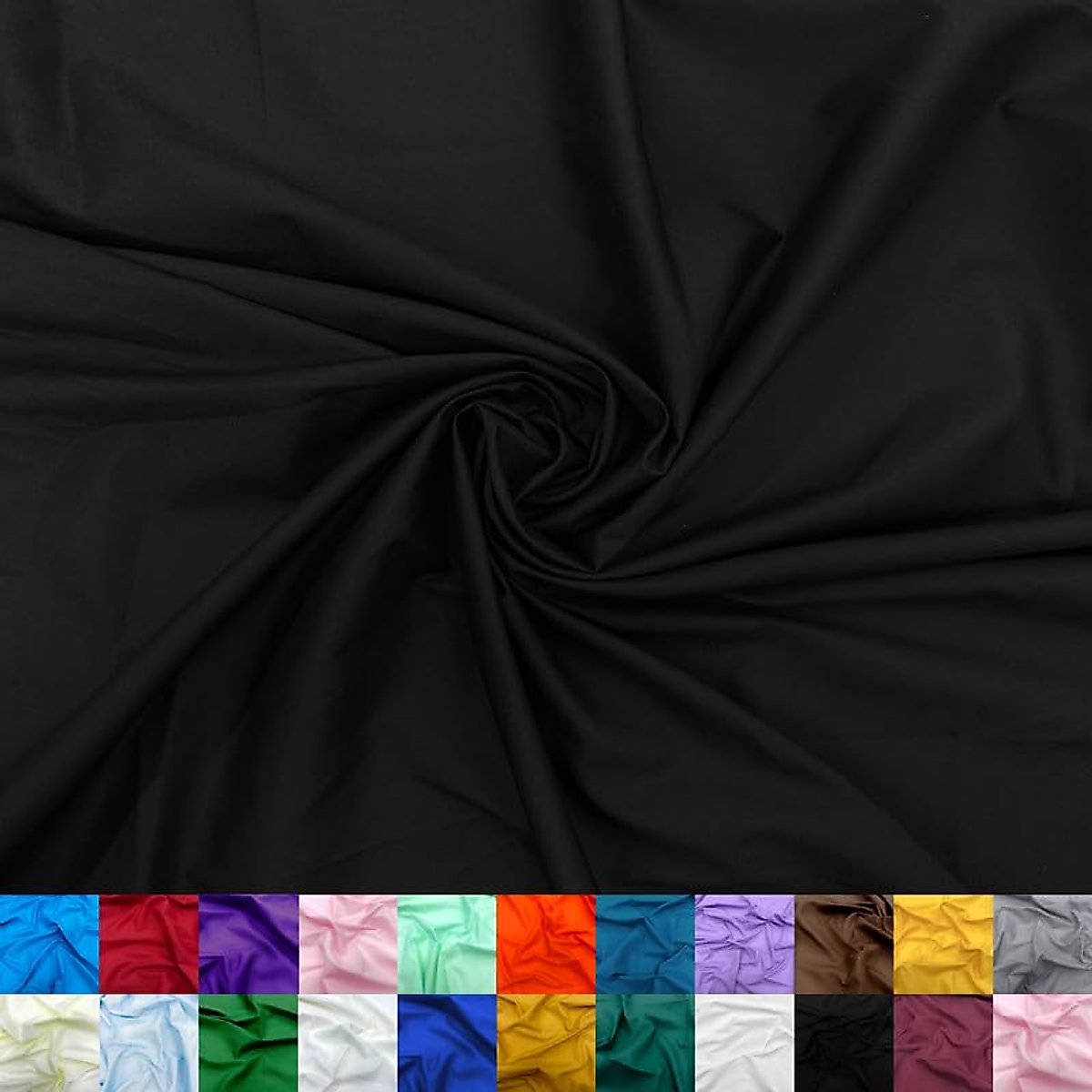Ice Fabrics Cotton Polyester Broadcloth Fabric by The Yard - 60" Wide Soft & Breathable Broadcloth Fabric for Sewing - Perfect for Apparel, Bedding, Curtains and More - Black - 2 Yards