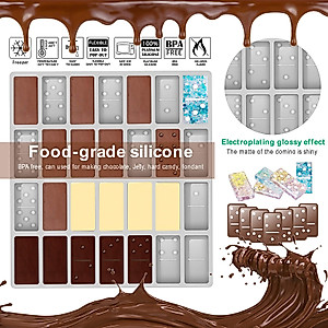 Professional Domino Molds for Resin Casting Jumbo Domino Molds for Resin Casting Double 6 Dominoes Mold, Shiny & No Scratches & Durable,8.86 x 9.25 x 0.39 inch 230g (New Version）