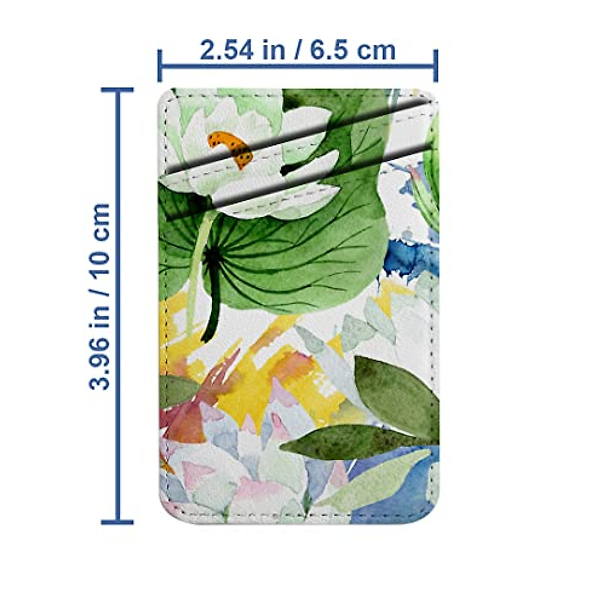 Diascia Pack of 2 - Cellphone Stick on Leather Cardholder ( Watercolor White Lotus Flower Floral Pattern Pattern ) ID Credit Card Pouch Wallet Pocket Sleeve