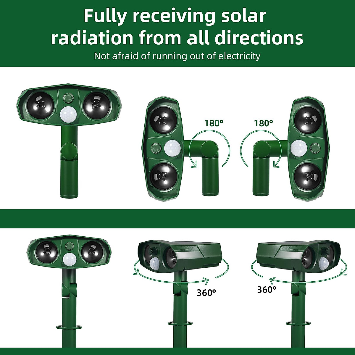 2 Pcs Ultrasonic Cat Repellent Outdoor Solar Animal Repeller for Cat Dog Deer Raccoon Rabbit Skunk Squirrel, Safe Deer Repellent Devices Animal Deterrent with Motion Sensor for Yard Lawn