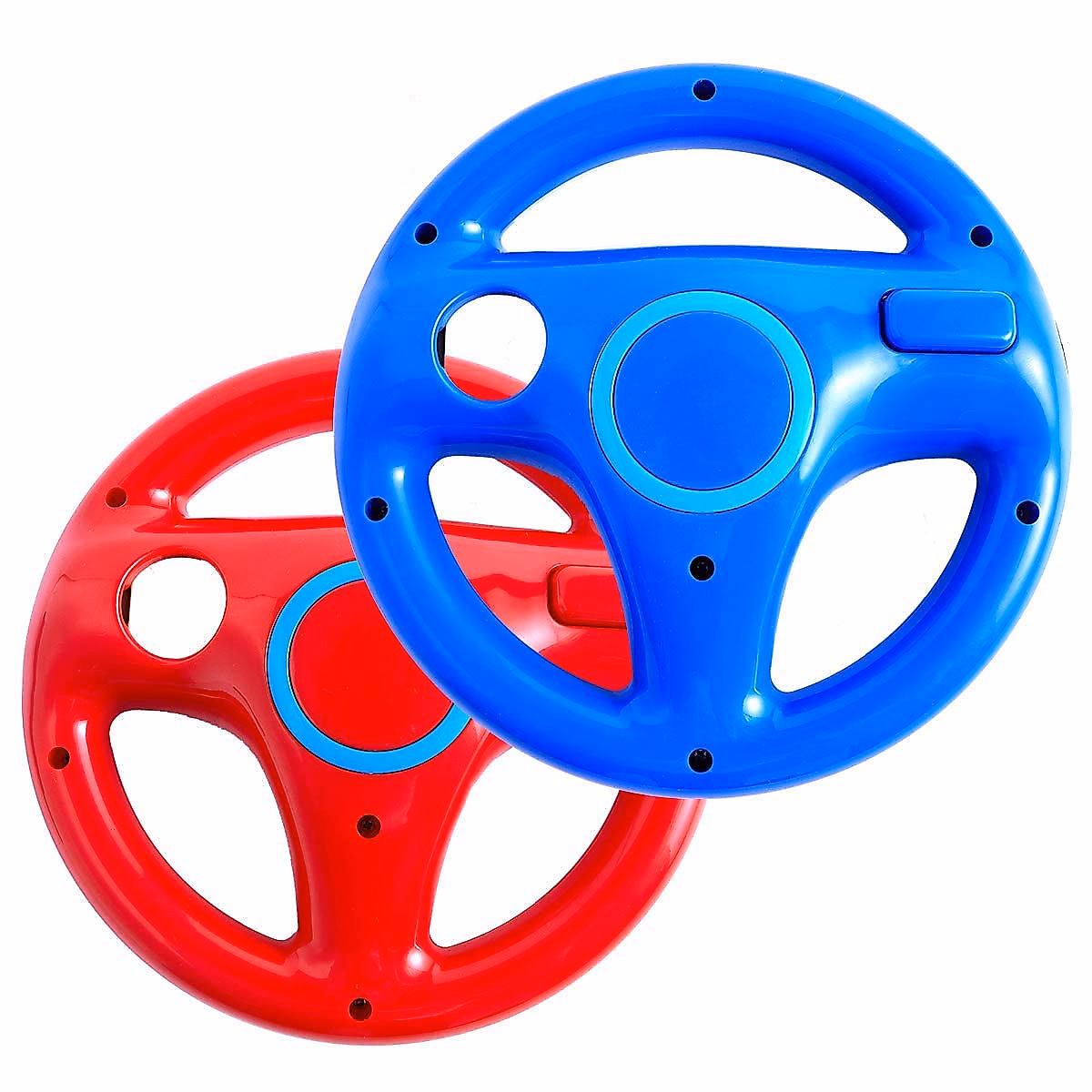 DOYO 2 Pack Red and Blue Wheel Steering Wii Controller Design Stand Mario Kart Racing Game Steering Wheel Stand for Wii Game Controller