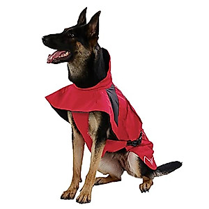 Wantdo Large Dog Padded Rain Jacket Waterproof Warm Winter Jacket Refletive Size 23 Red