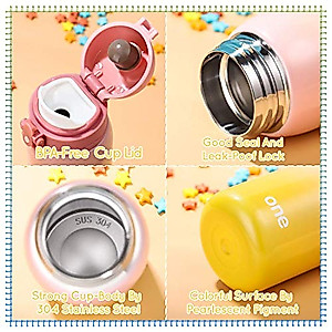 Kids Water Bottle, Double Wall Vacuum Insulated Stainless Steel Bottle for 24 hrs Cooling & 12 hrs Keep Warm, 9oz